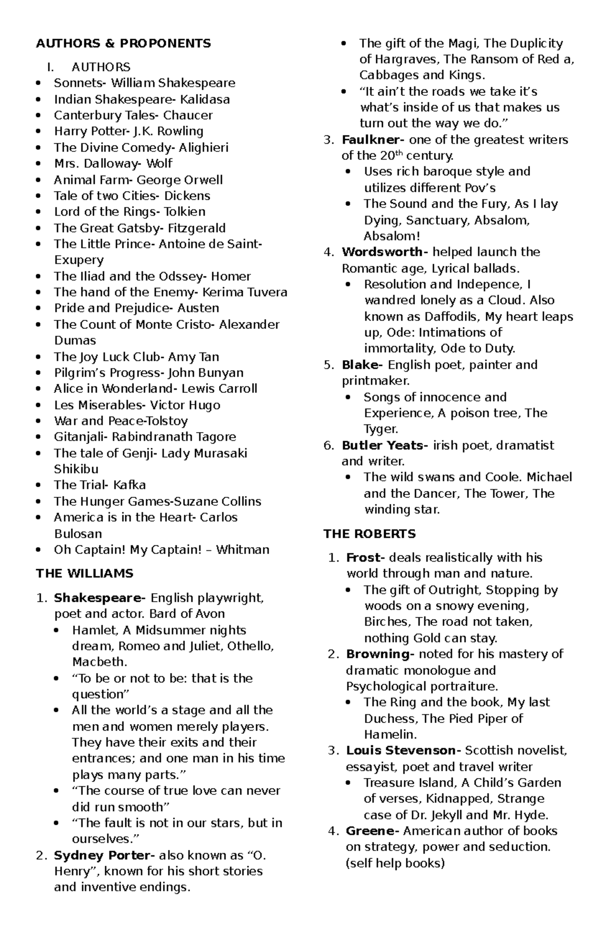 Session 2 - Literature: Notable Authors and Their Works - Studocu