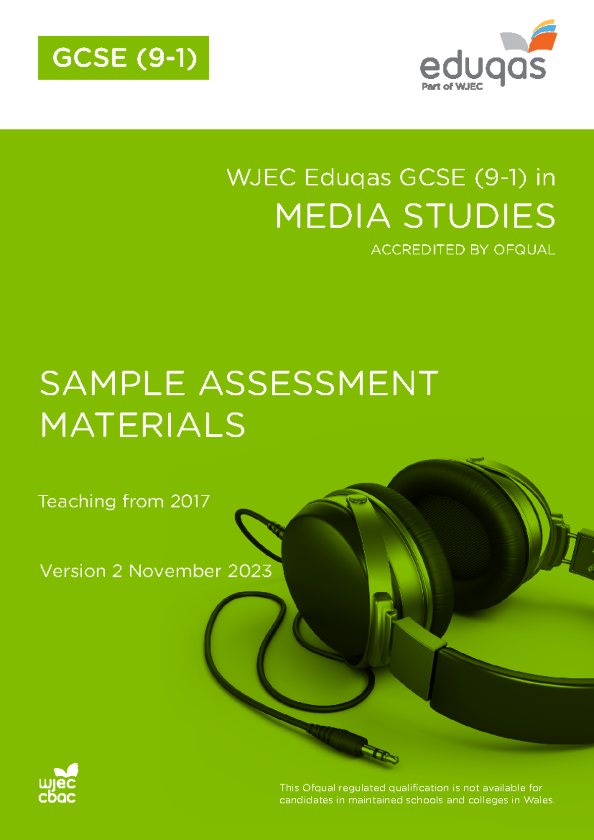 Eduqas GCSE Media Studies (9-1) Sample Assessment Materials 2023 - Studocu