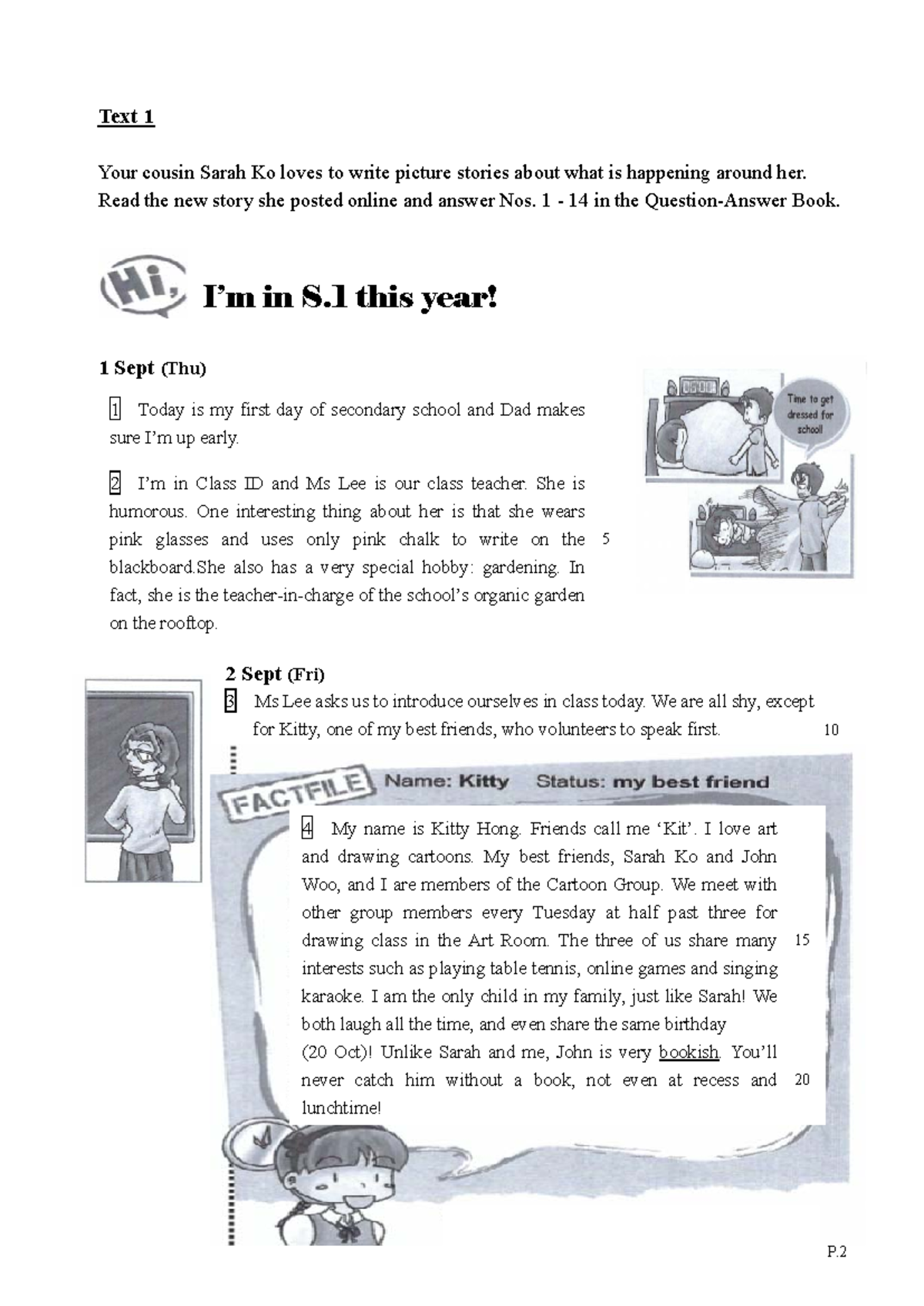 S1 1920 T1 Revision Paper (Reading) - Understanding Texts and School ...