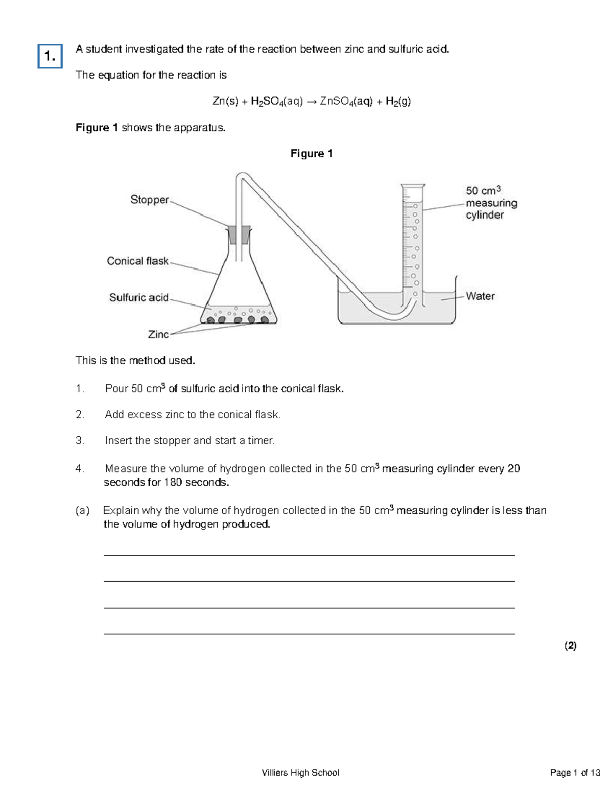 Week 3 Questions - Chemistry QP: Reaction Rates & Acids - Studocu