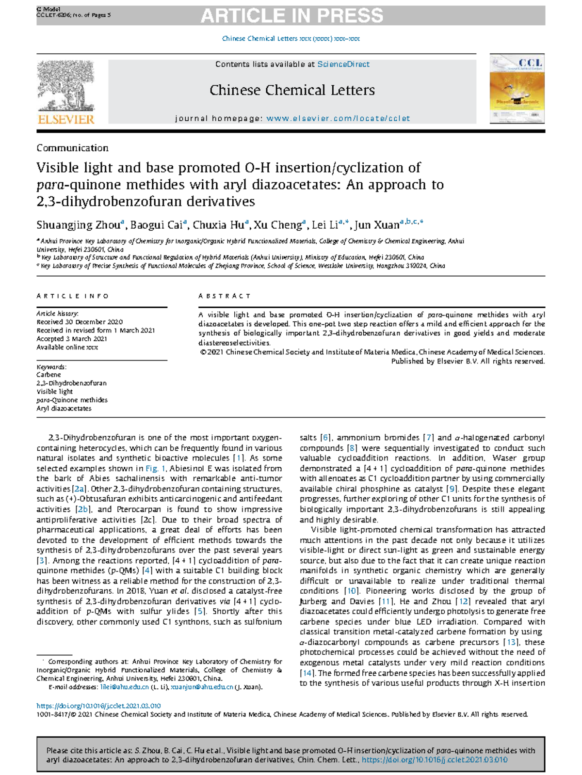 Visible Light and Base-Promoted Methides with Aryl Diazoacetates: A ...