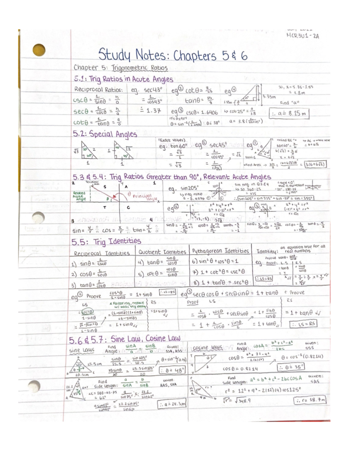 Chapter 5 Trigonometric Ratios - Studocu