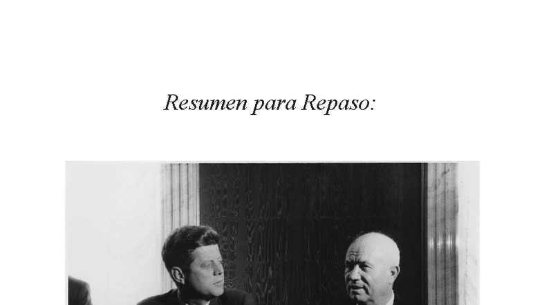 Resumen para Repaso: La Coexistencia Pacífica y la Distensión (1953 ...