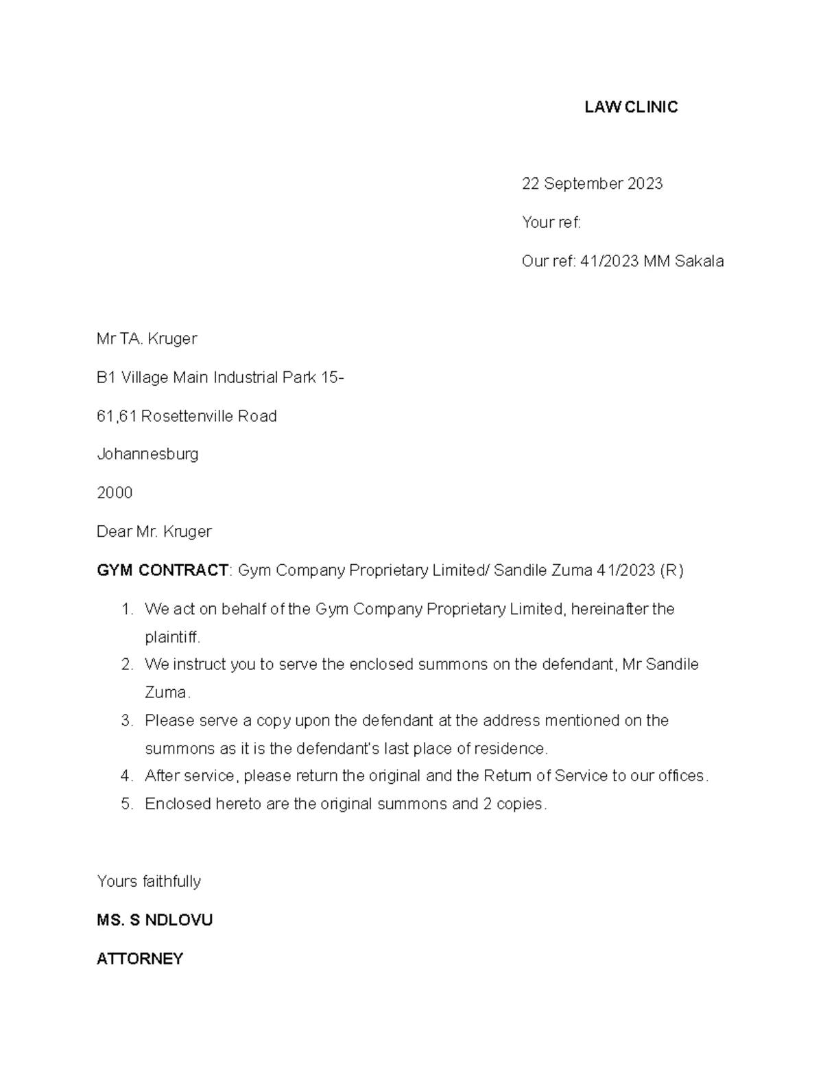 Mandate Letter (Example) - MANDATE LETTER 24 July 2023 Your ref.: Our ...