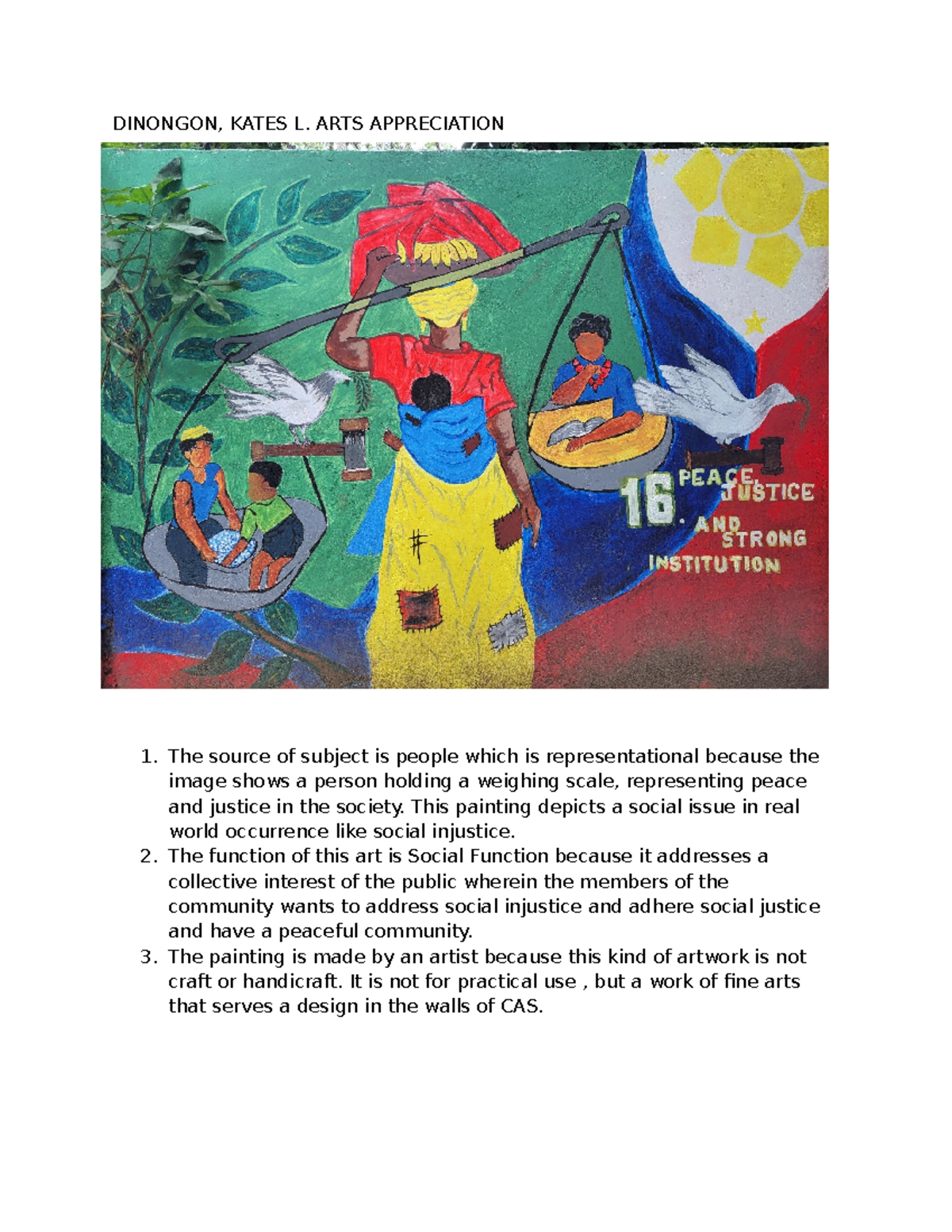 ARTS 101: Understanding Social Justice Through Fine Arts - Studocu