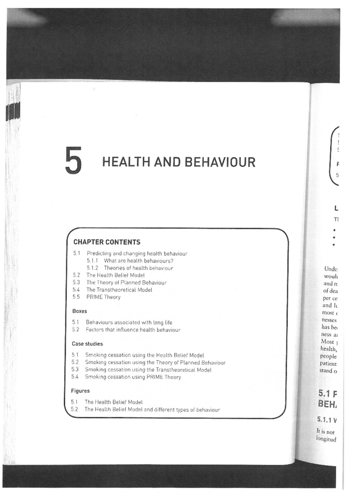 HEALTH AND BEHAVIOUR (5.1) Predicting and Changing Health Behaviours ...