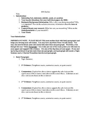 IRR Rubric and Scoring Notes - AP Seminar Performance Task 1 ...