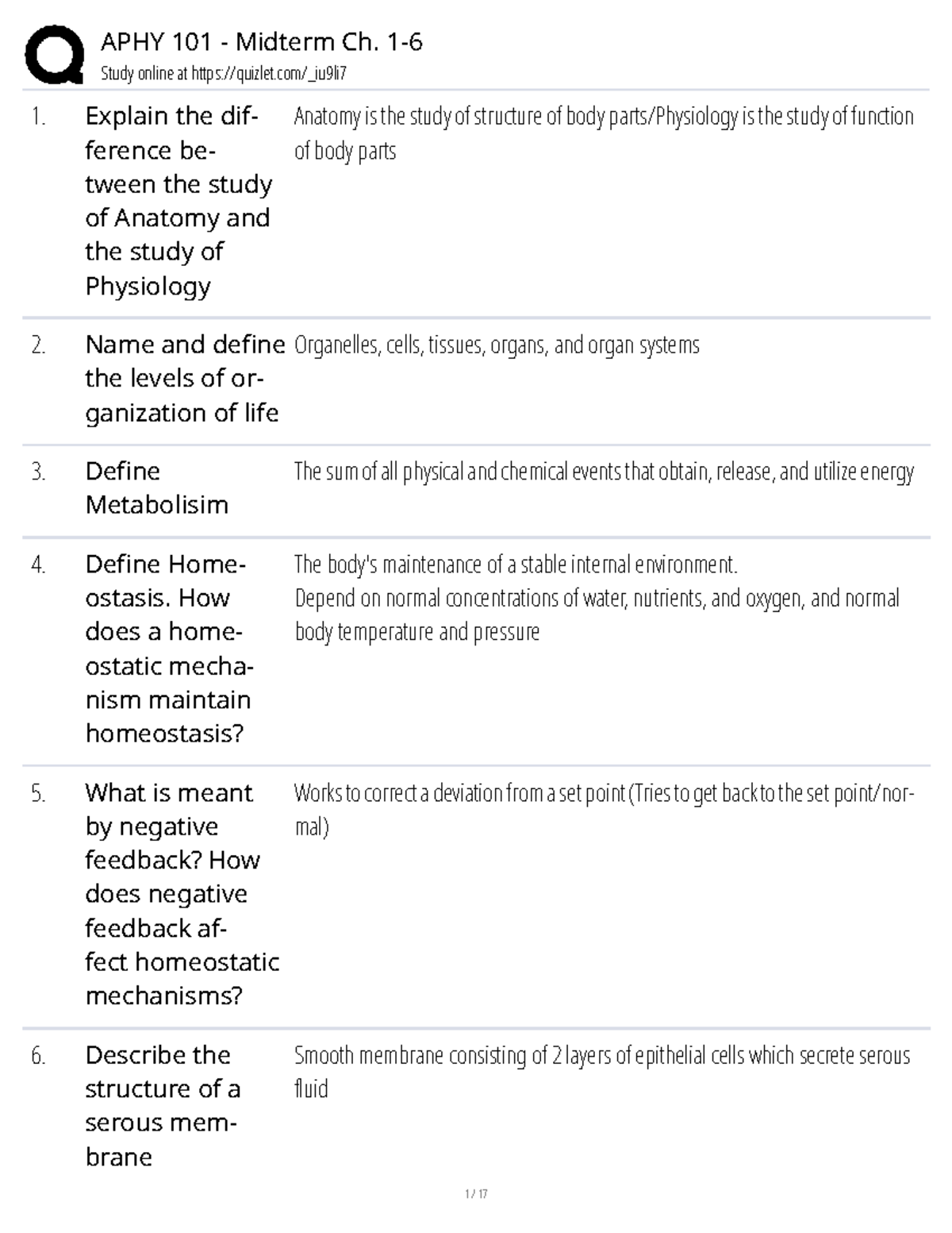 APHY 101 Midterm Exam Study Guide: Key Concepts and Questions - Studocu