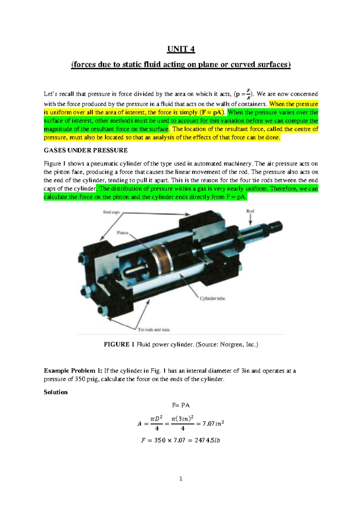 UNIT 4: Forces Exerted by Static Fluids on Plane and Curved Surfaces ...