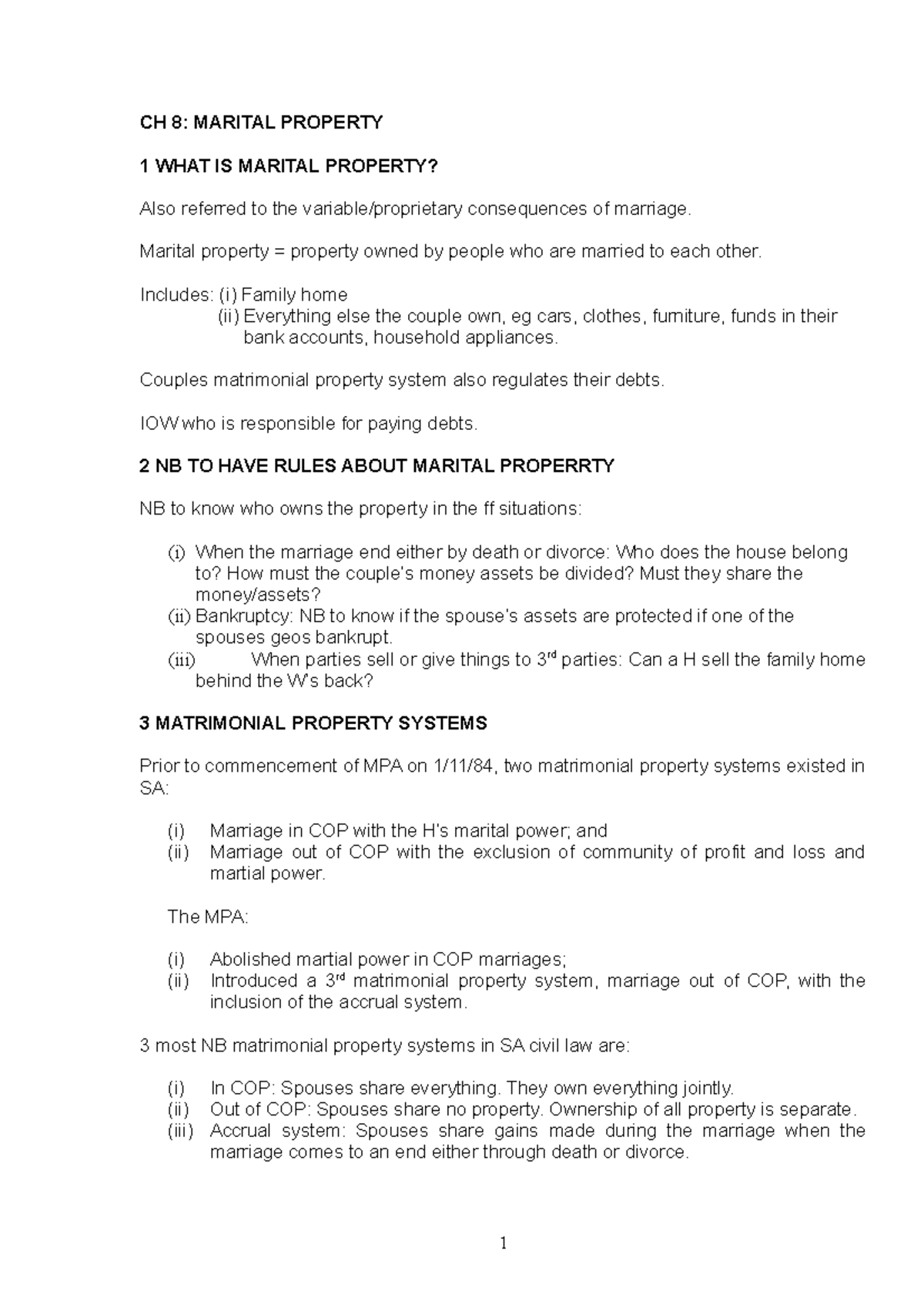 Chapter 8: Understanding Marital Property Laws and Systems - Studocu