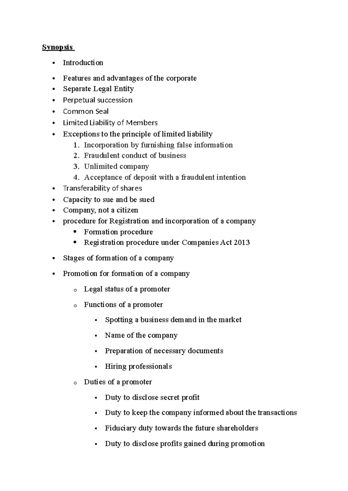 Unit 1: Formation of Company - Legal Entity, Liability & Registration ...