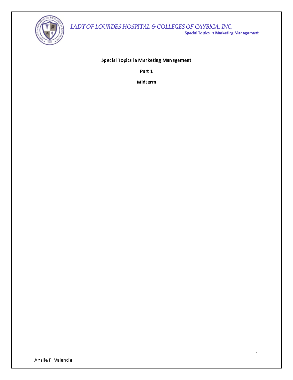 Special Topics in Marketing Management: Midterm Study Guide - Studocu