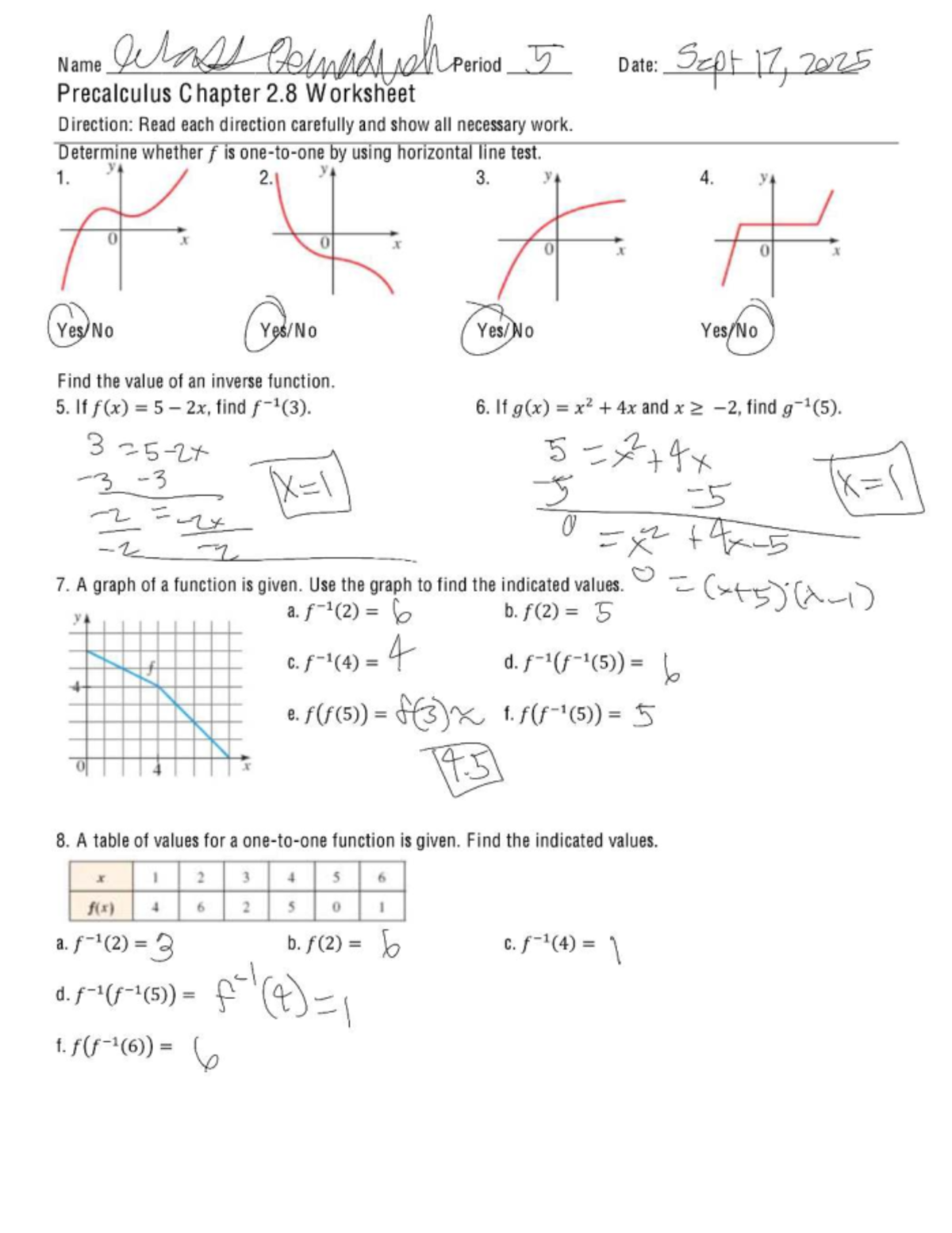 Precalc 2 - Chapter 2.8 Worksheet and Homework Guide - Studocu