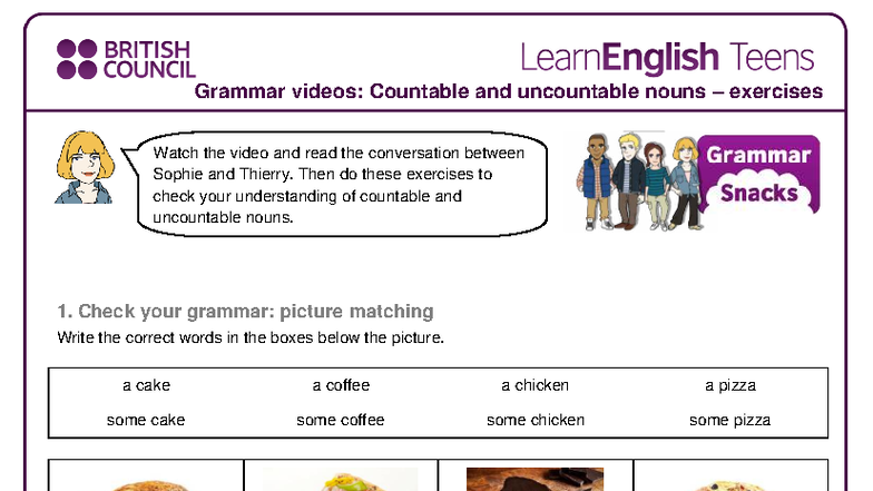 A2 English Grammar: Countable & Uncountable Nouns Exercises - Studocu