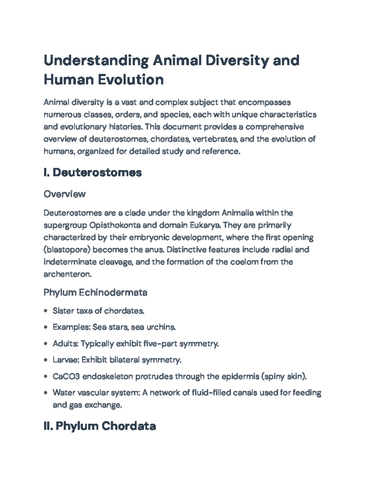 Understanding Animal Diversity and Human Evolution (BIOL 101 ...