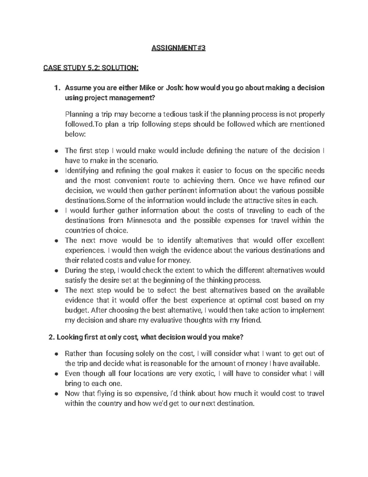 MSE 402 Assignment#3 - MSE 402 - ASSIGNMENT# CASE STUDY 5: SOLUTION: 1 ...