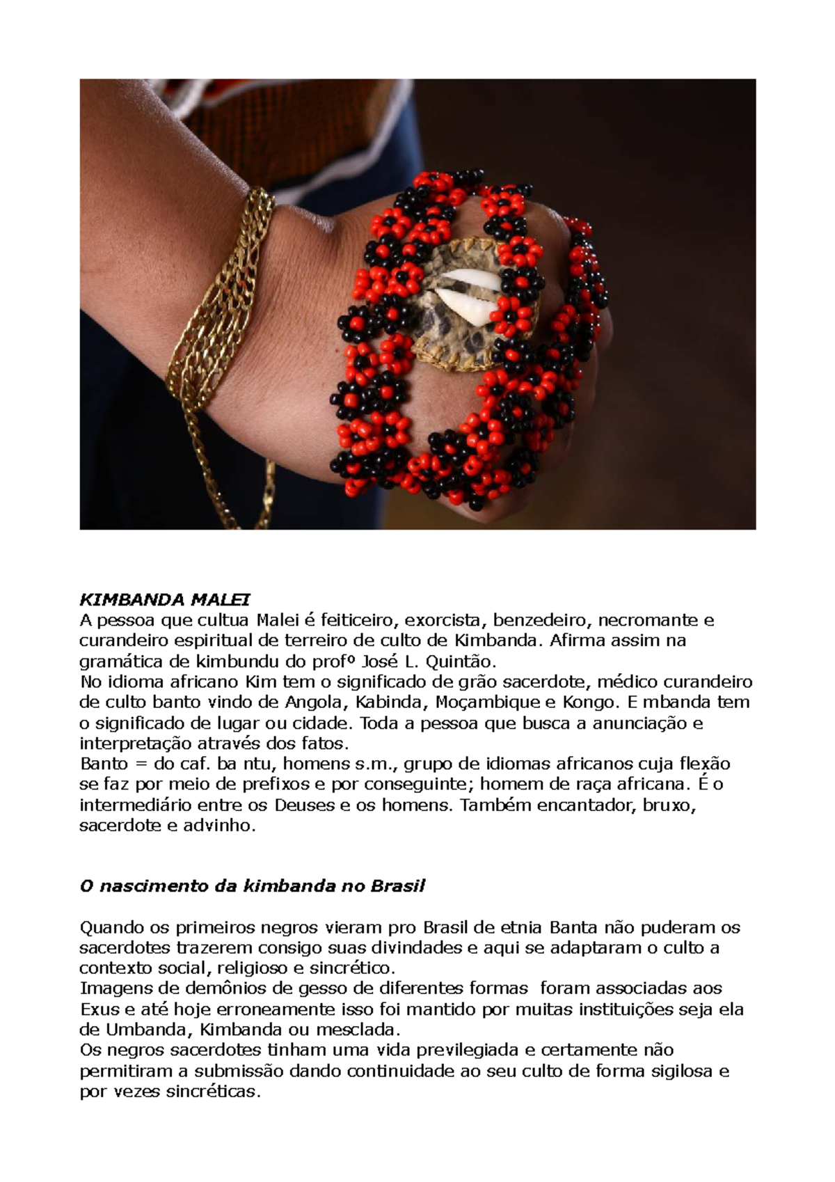 KIMBANDA MALEI: Culto, Rituais e Significados na Tradição Bantu - Studocu