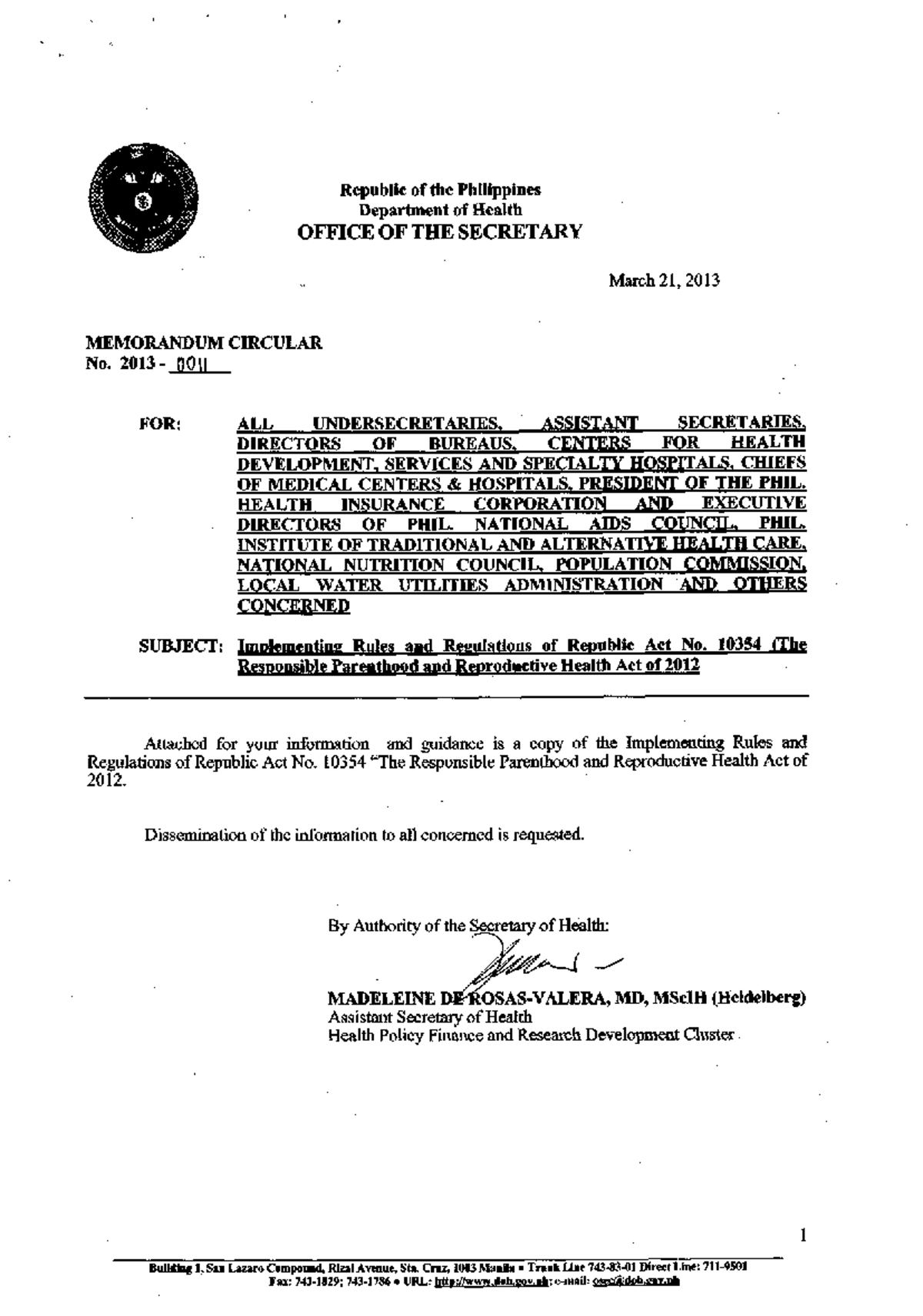 Implementing Rules and Regulations of RA 10354: RPRH Act - Studocu