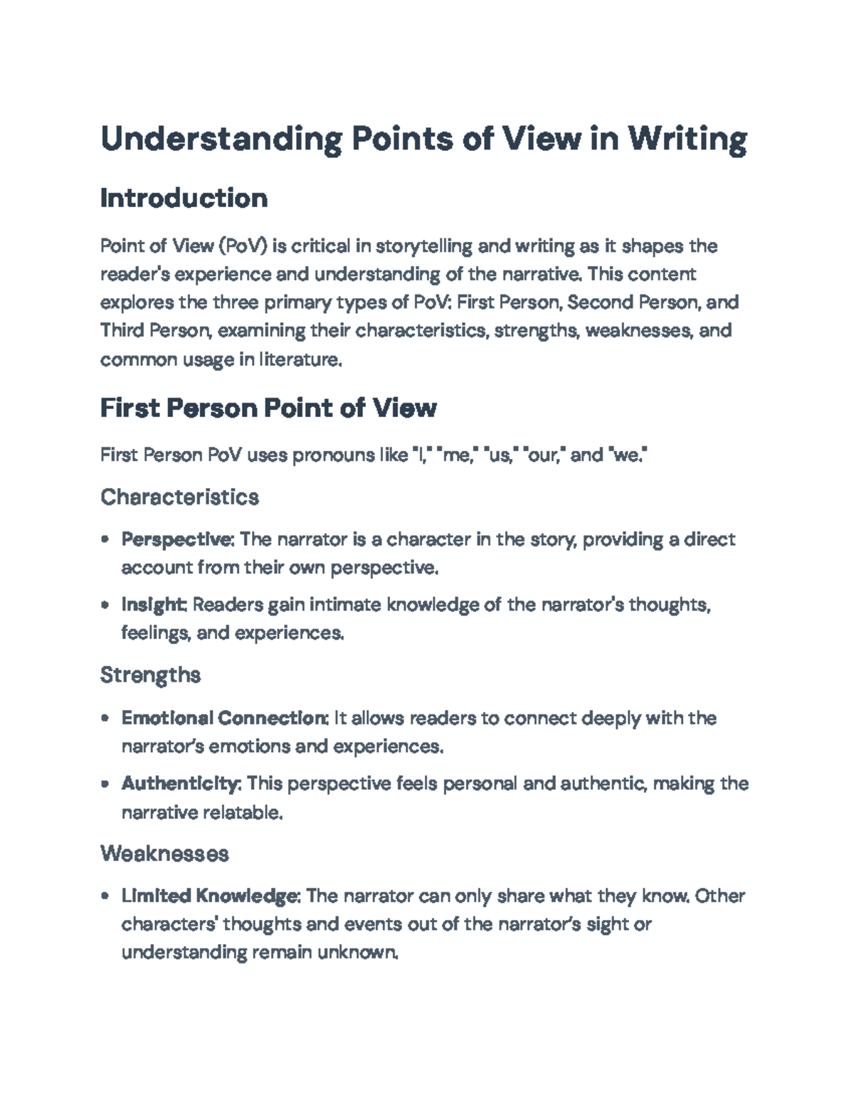 Understanding Points of View in Writing: A Comprehensive Guide ...