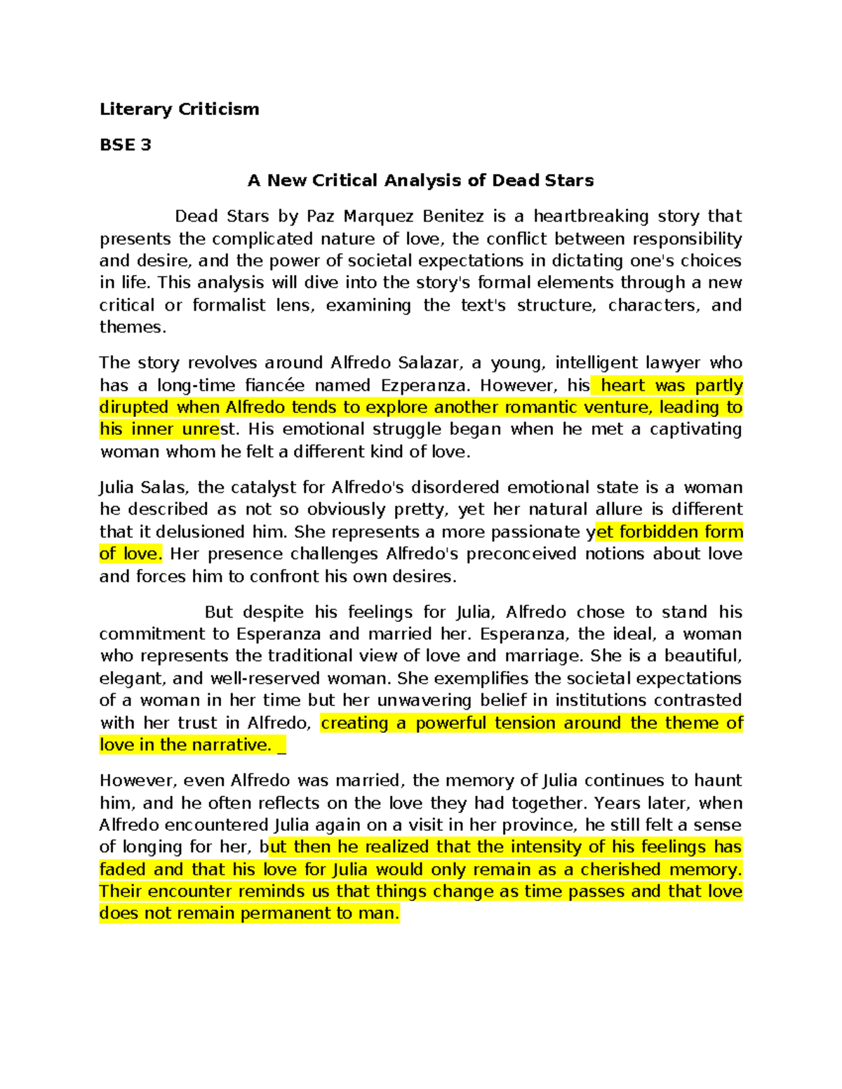 A New Critical Analysis of "Dead Stars" BSE 3 - Studocu