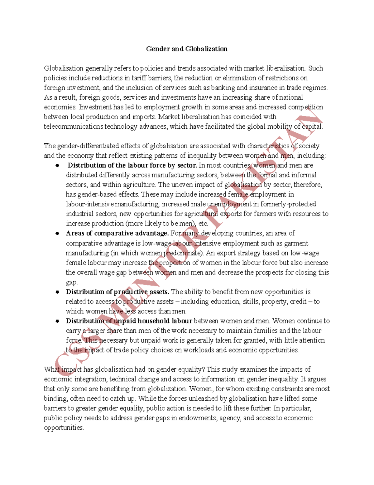 Title: Gender and Globalization: Impacts on Inequality and Policy Needs ...