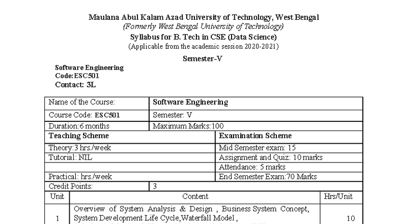 B. Tech CSE (Data Science) Semester V Syllabus Overview - Studocu