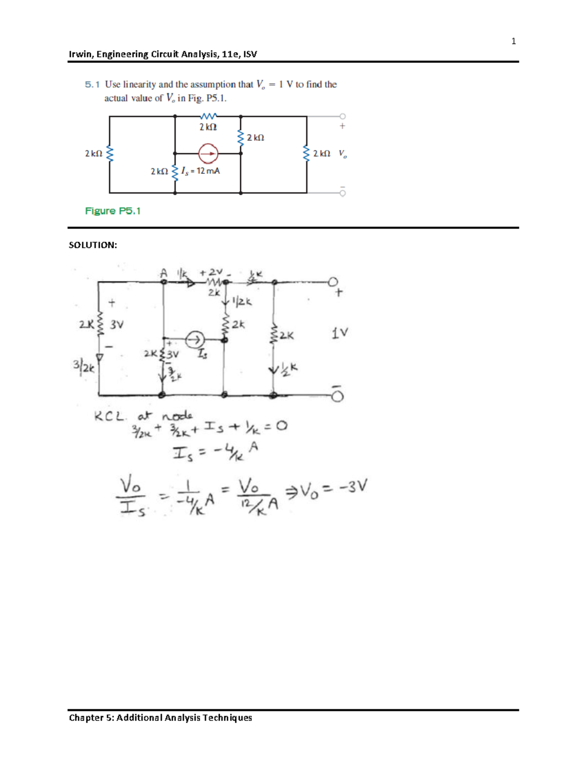 Ch05 - Irwin, Engineering Circuit Analysis, 11e, ISV SOLUTION: Irwin, Engineering Circuit ...