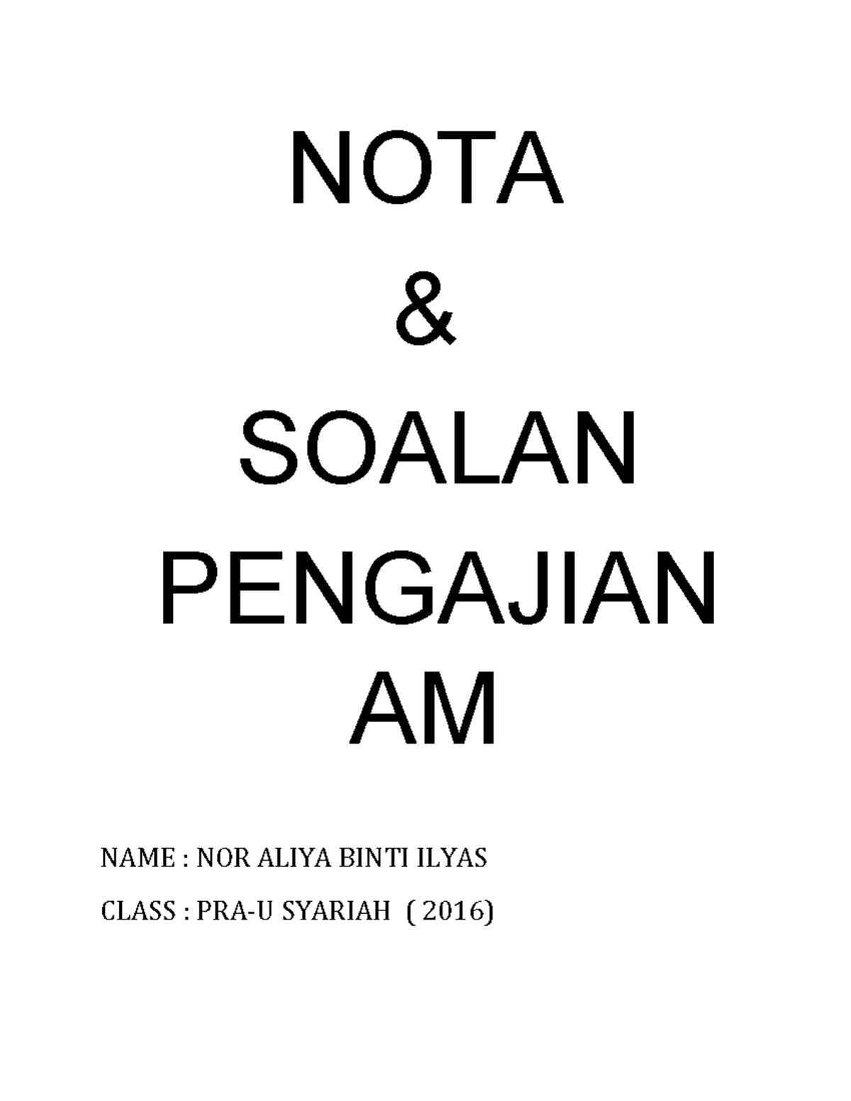 Nota & soalan pa sem 1-1 - some notes and practice - NOTA & SOALAN ...