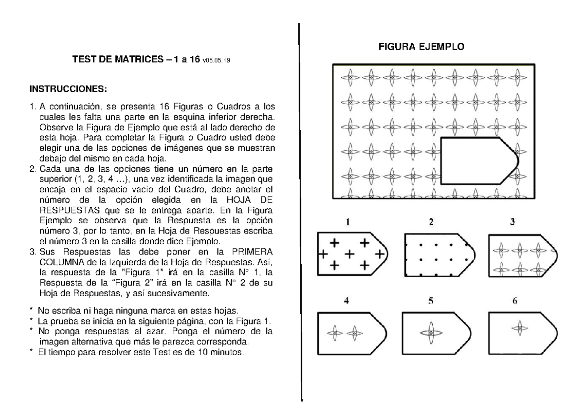 Test de Matrices de Raven - Ejemplo y Respuestas (v05.05.19) - Studocu
