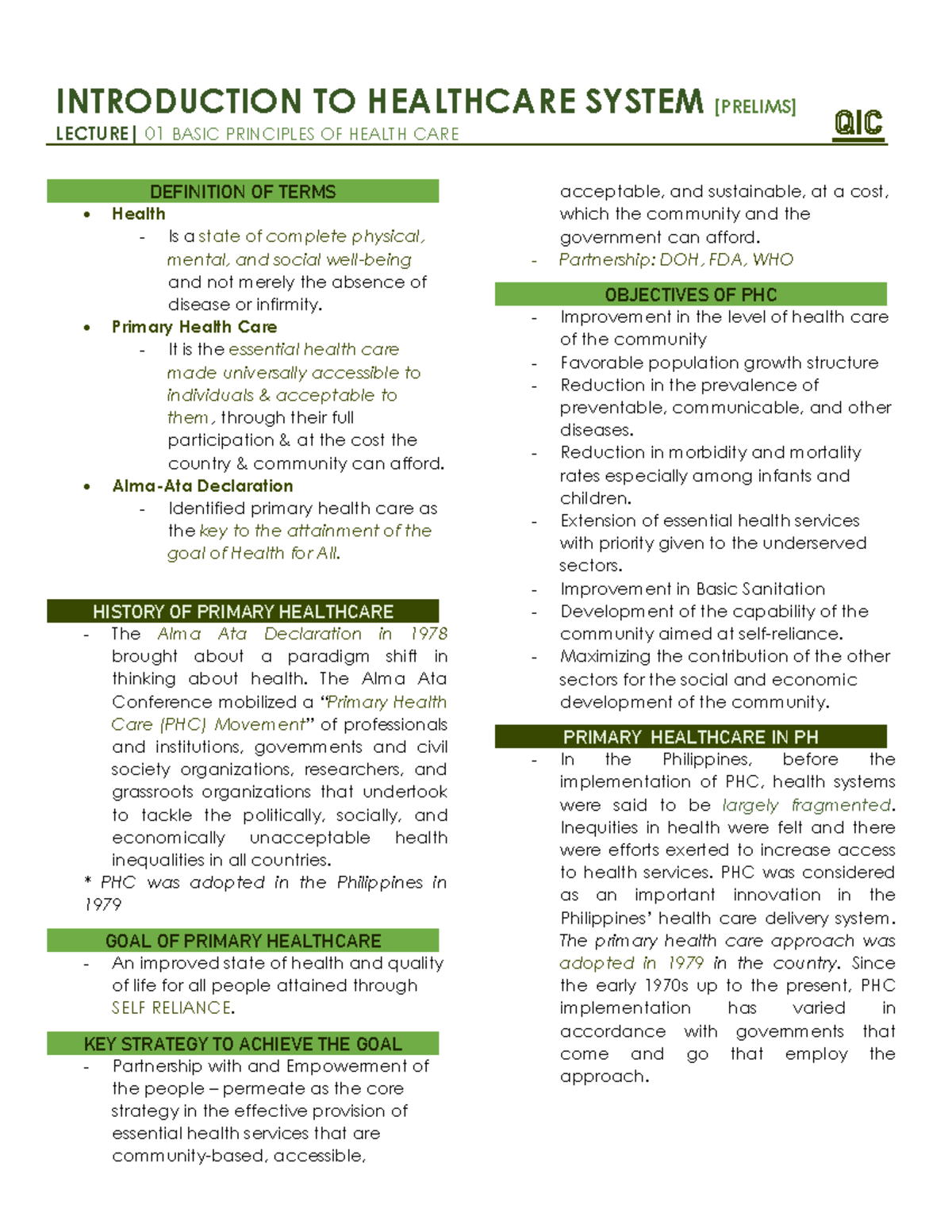 Healthcare Systems Review: Key Principles and Practices [PRELIMS] - Studocu