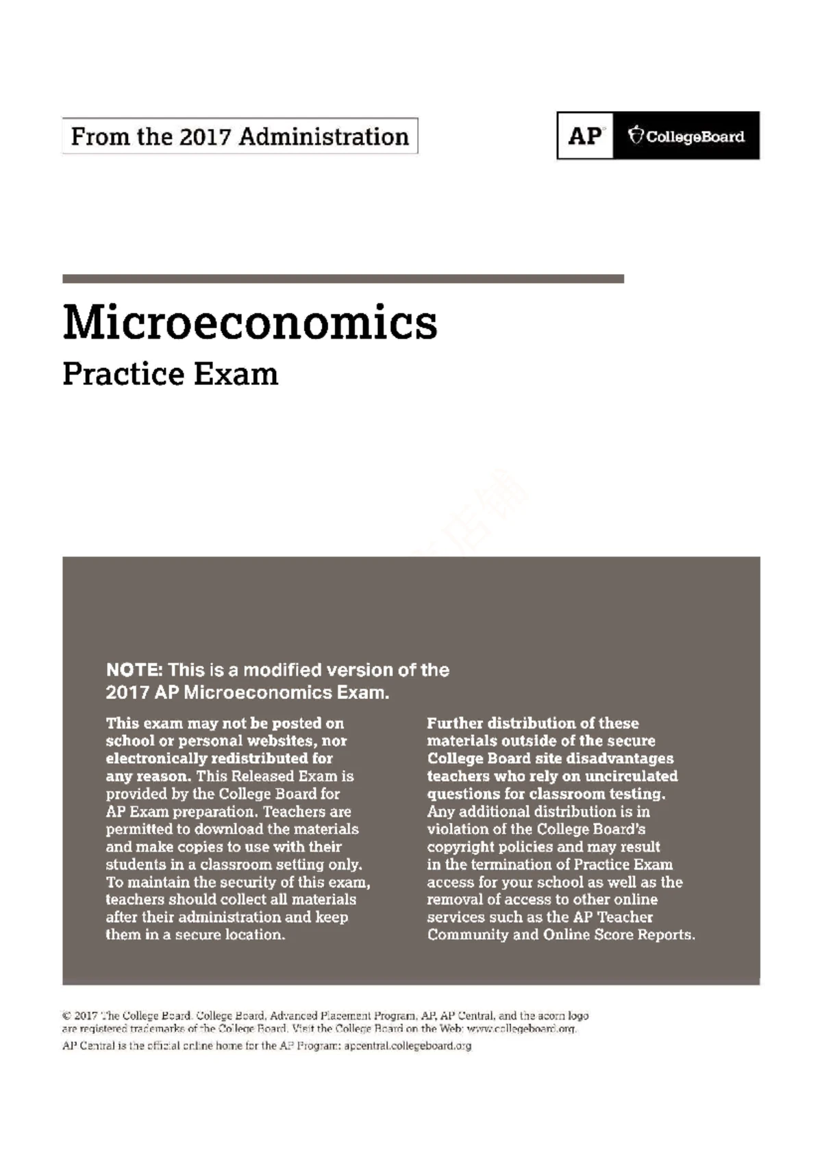 2014 AP Microeconomics Practice Exam MCQ Multiple Choice Questions with ...