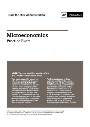 2015 AP Microeconomics Practice Exam MCQ Multiple Choice Questions with ...