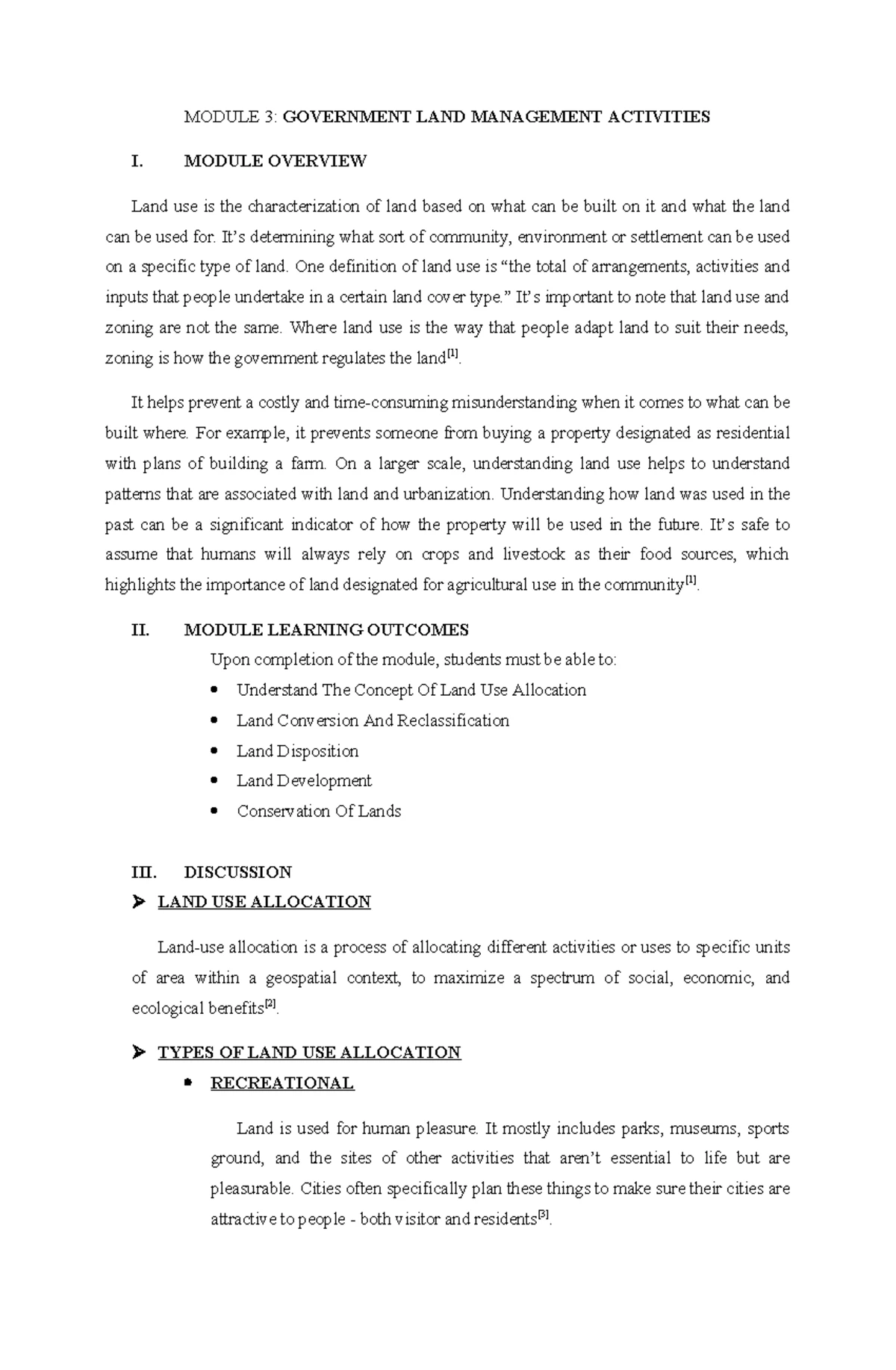 Module 1: Intro to Land Admin & Management - Overview & Concepts - Studocu
