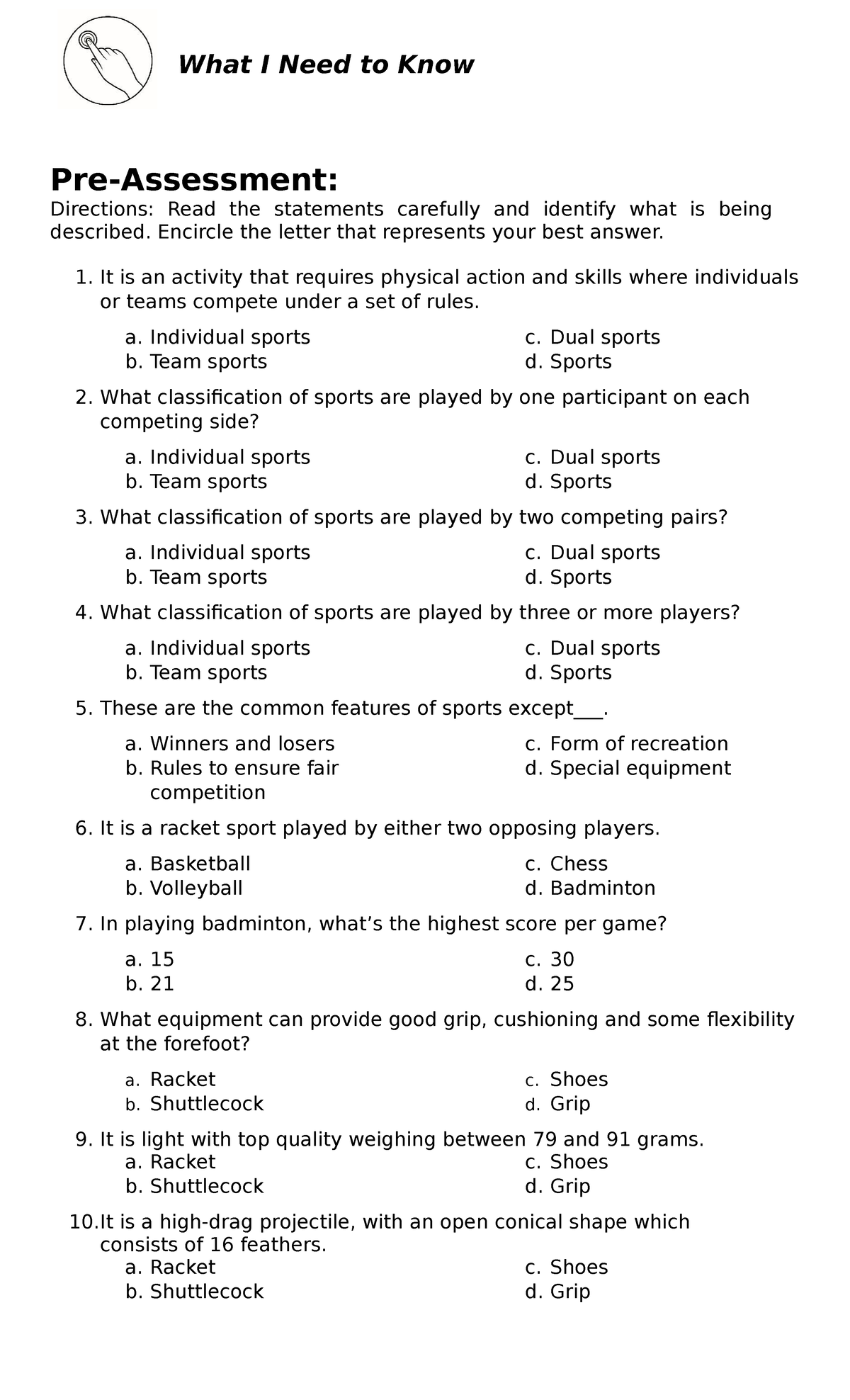 Badminton Module PE2: Key Concepts and Review Guide - Studocu