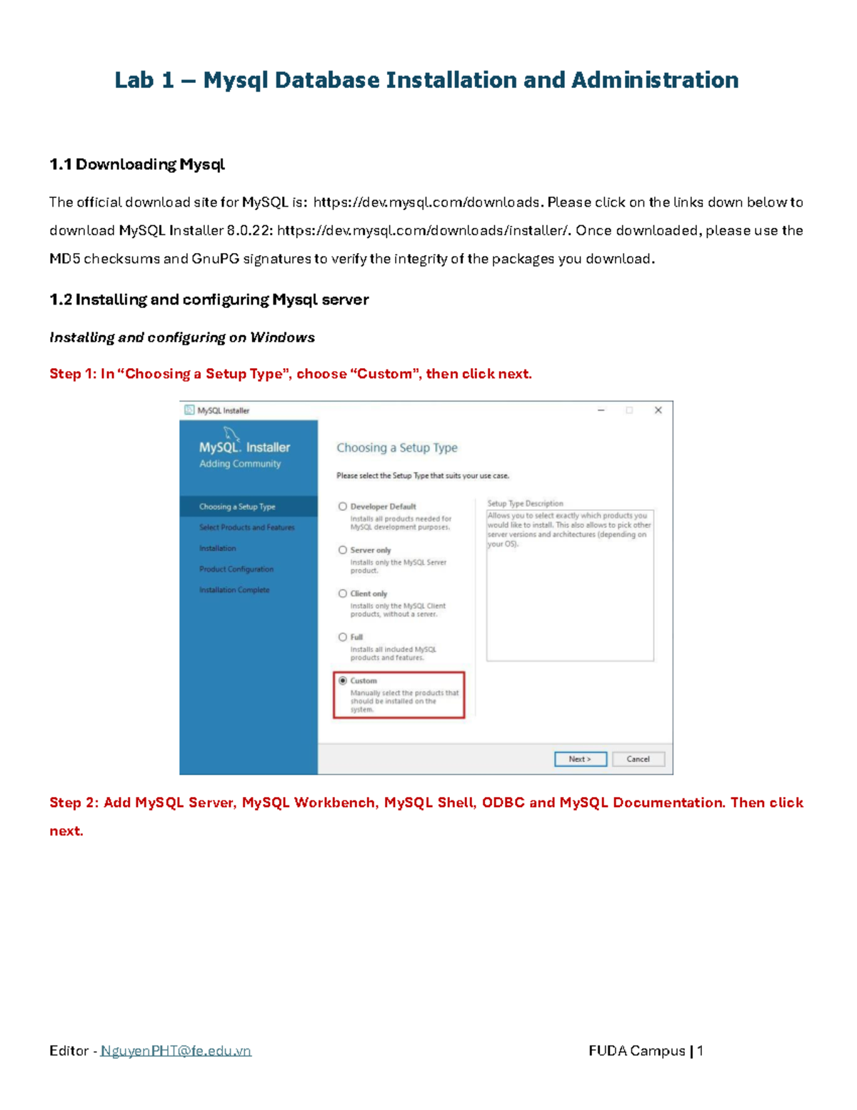 12 05 2025 Lab 1 Install My SQL Server 2 - Lab 1 – Mysql Database ...