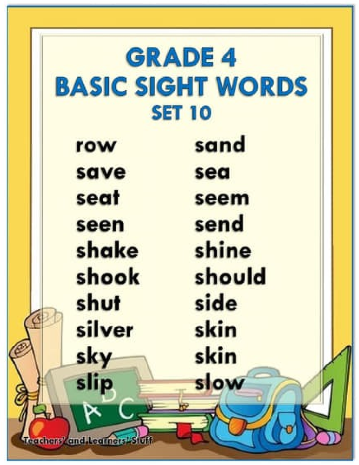 GRADE 4 Basic Sight Words - Comprehensive List Sets 2 to 10 - Studocu