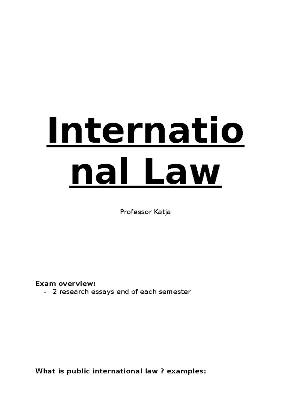 International Law 2025: Overview of Key Concepts and Issues - Studocu
