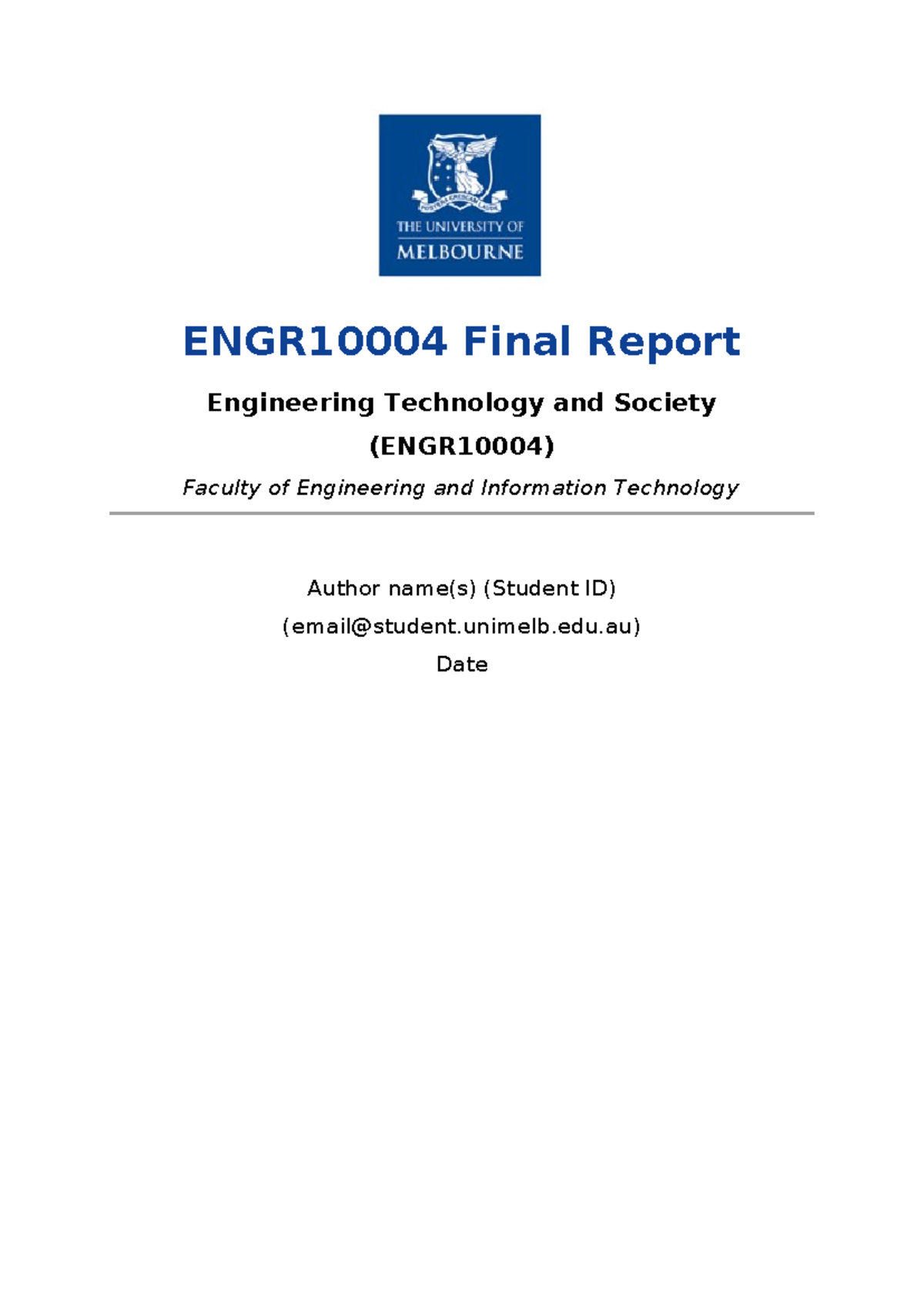 Final Report: Engineering Technology and Society (ETS) - Studocu