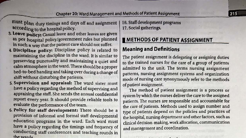 Patient Assignment Policies and Methods in Nursing Care - Studocu