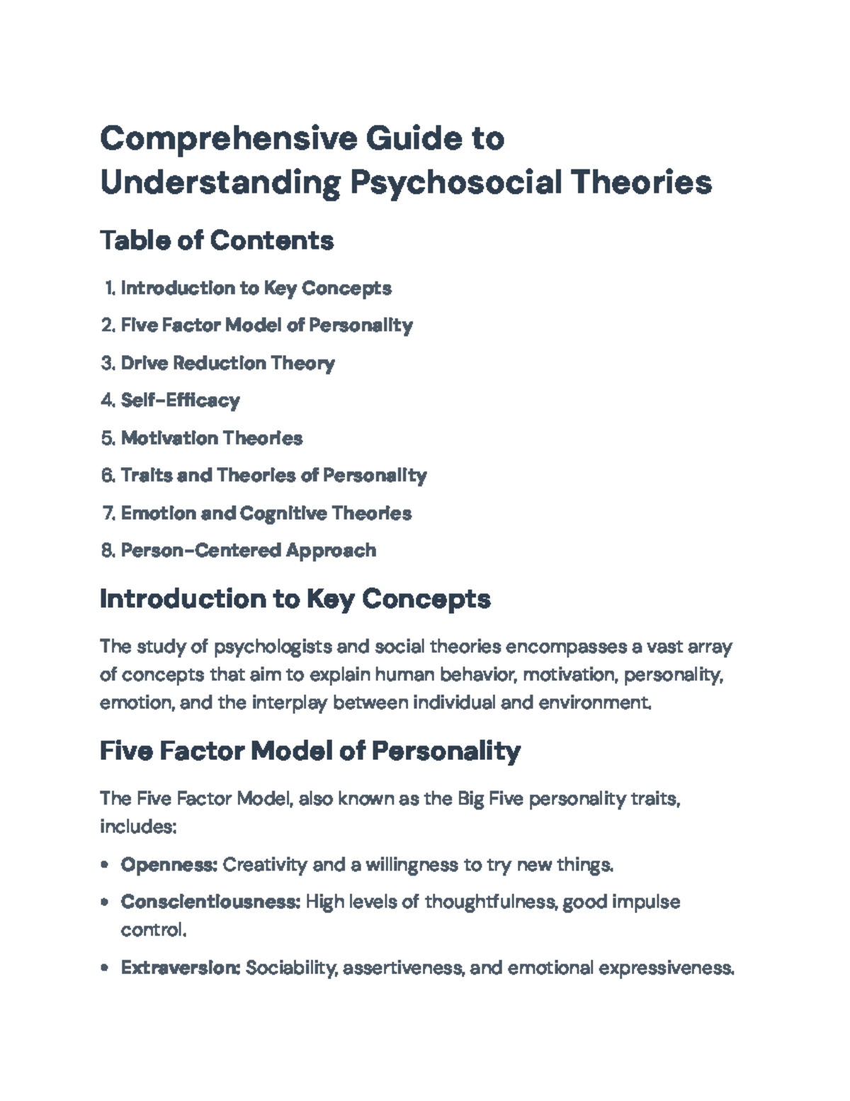Understanding Psychosocial Theories: Key Concepts and Models ...