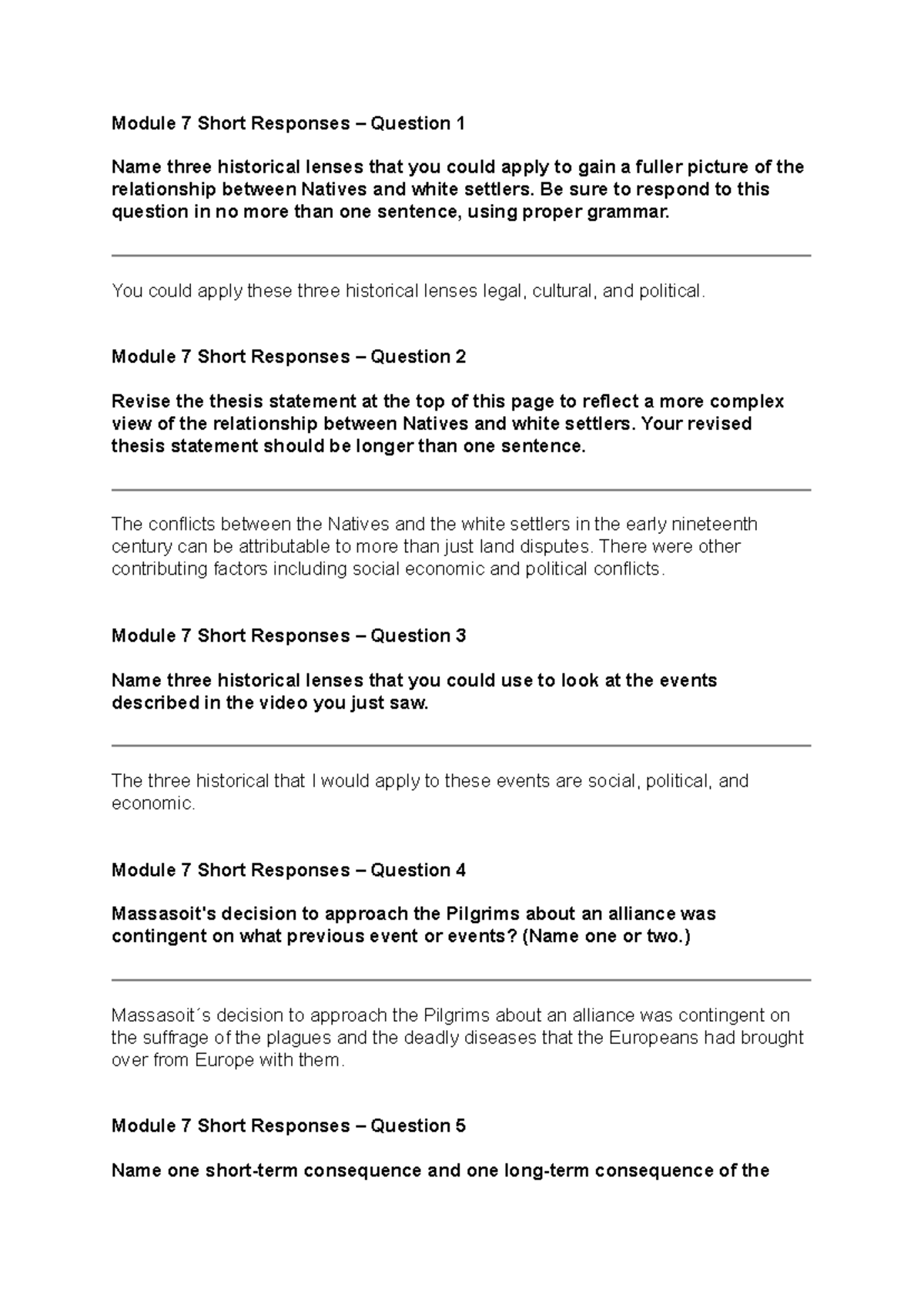 Module 7 short answer - Module 7 Short Responses – Question 1 Name ...