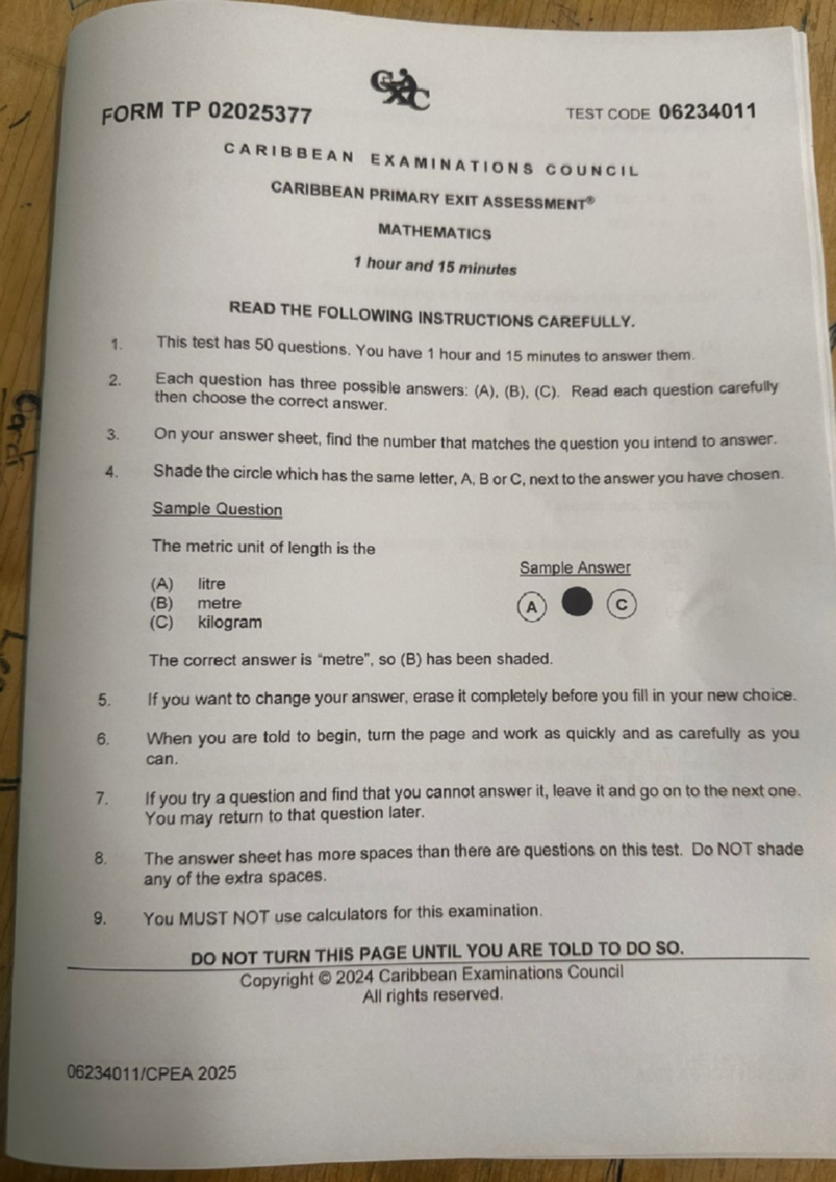 CPEA Math 2025 - Caribbean Primary Exit Exam Guide - Studocu