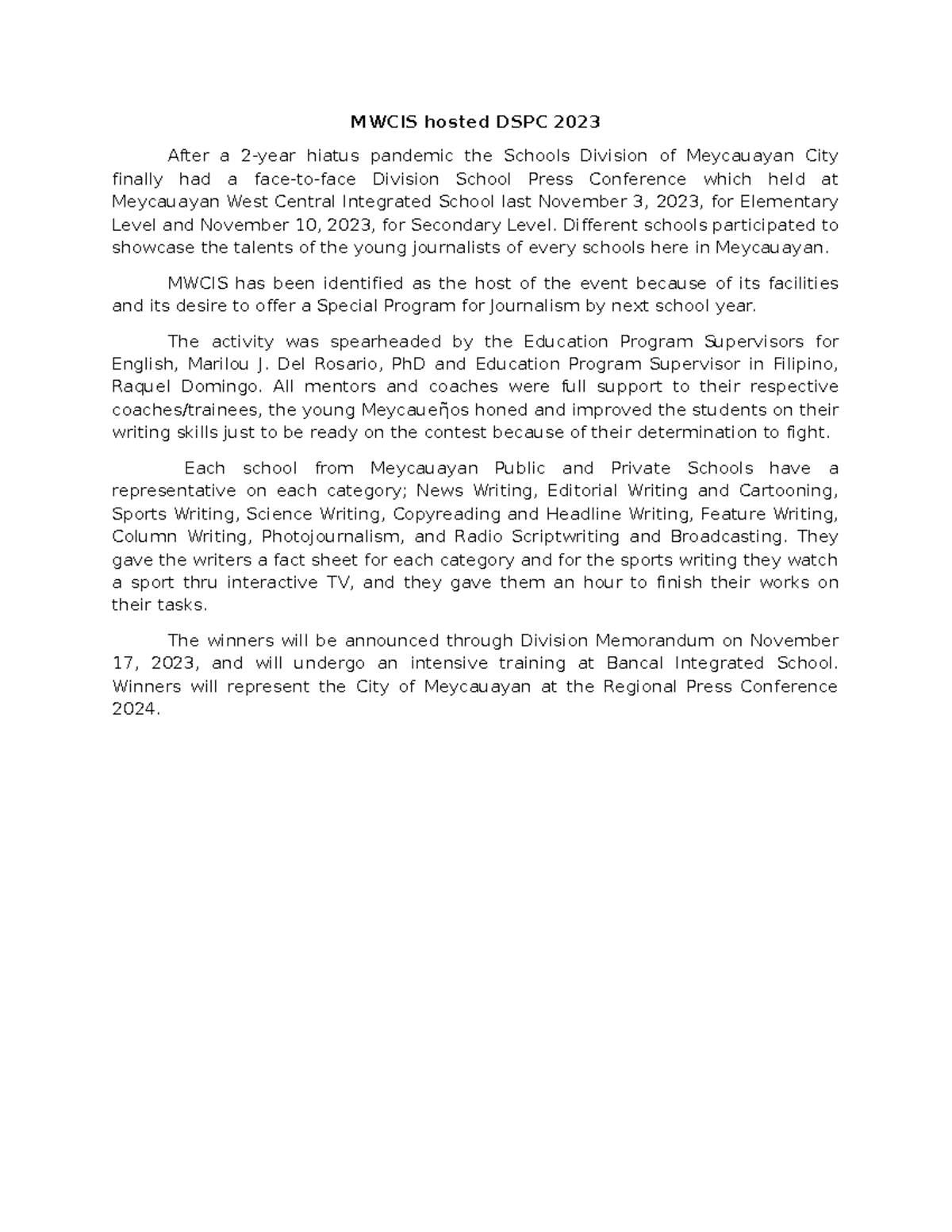 Dspc Sample Article Mwcis Hosted Dspc 2023 After A 2 Year Hiatus