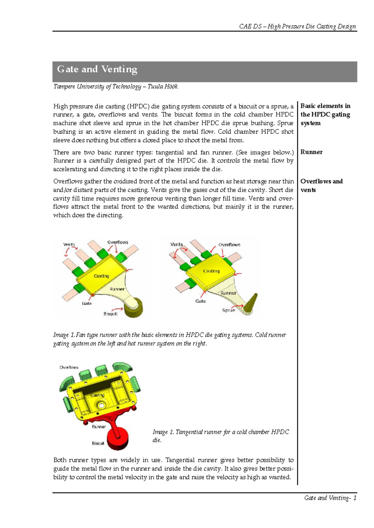 CAE DS High Pressure Die Casting Design: Gate & Venting Overview - Studocu