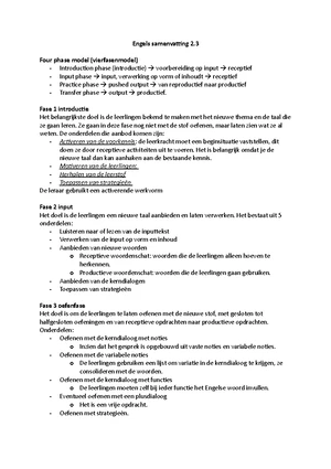 Engels H3 - 1e druk. Samenvatting Vierfasenmodel - Hoofdstuk 3 ...