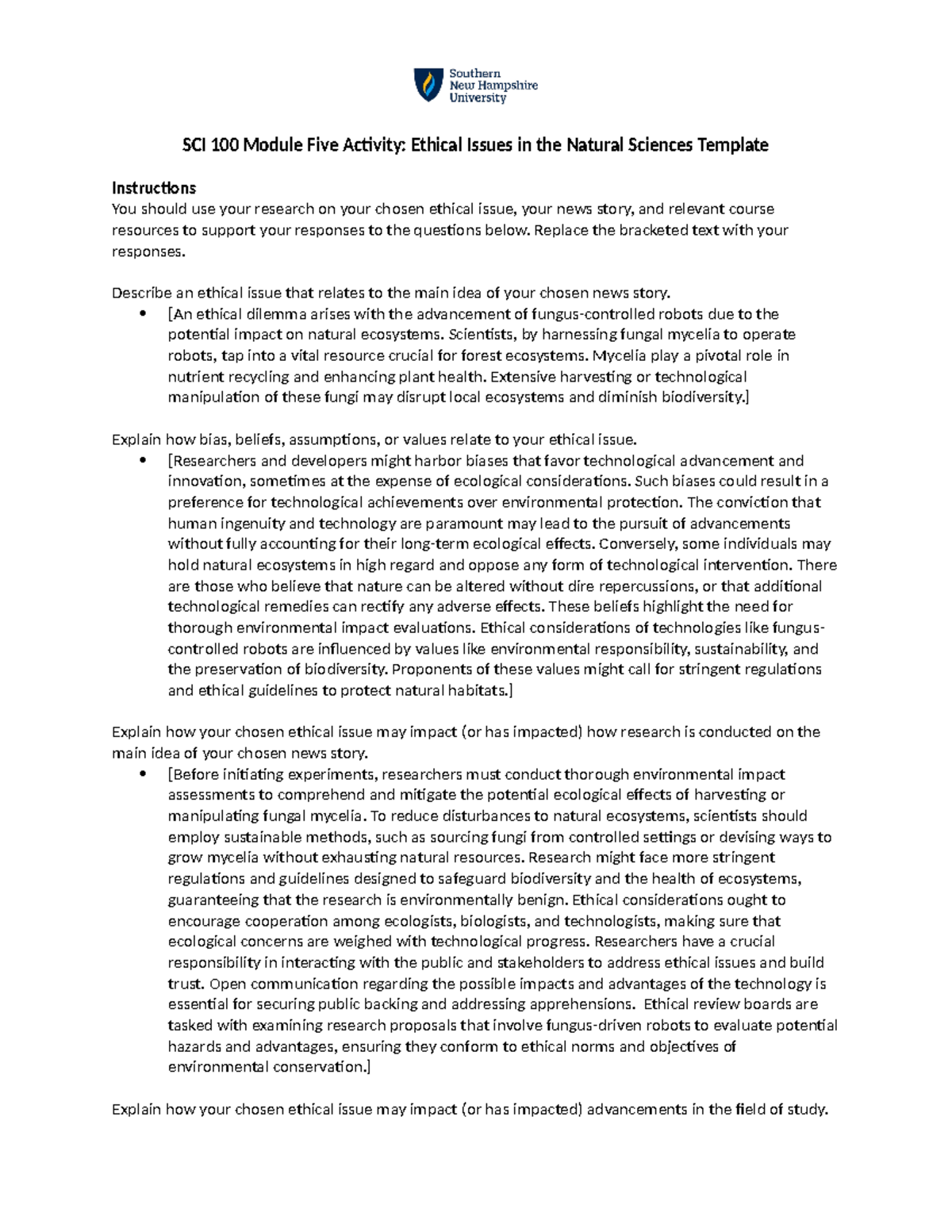 SCI 100 Module Five Activity Template - SCI 100 Module Five Activity ...