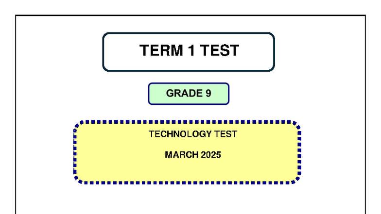 Technology Grade 9 Term 1 Test March 2025 - Question Paper - Studocu