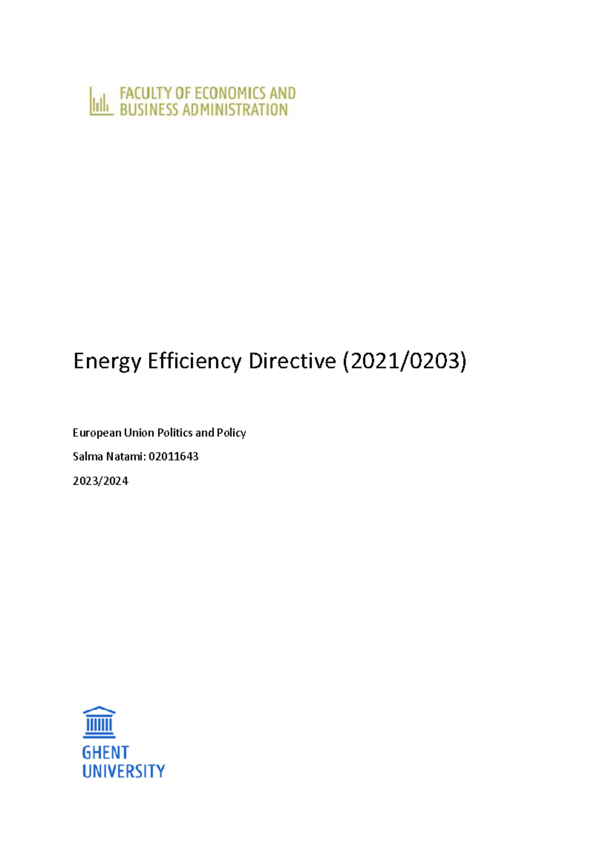 Energy Efficiency Directive Analysis: EU Politics & Policy (02011643 ...