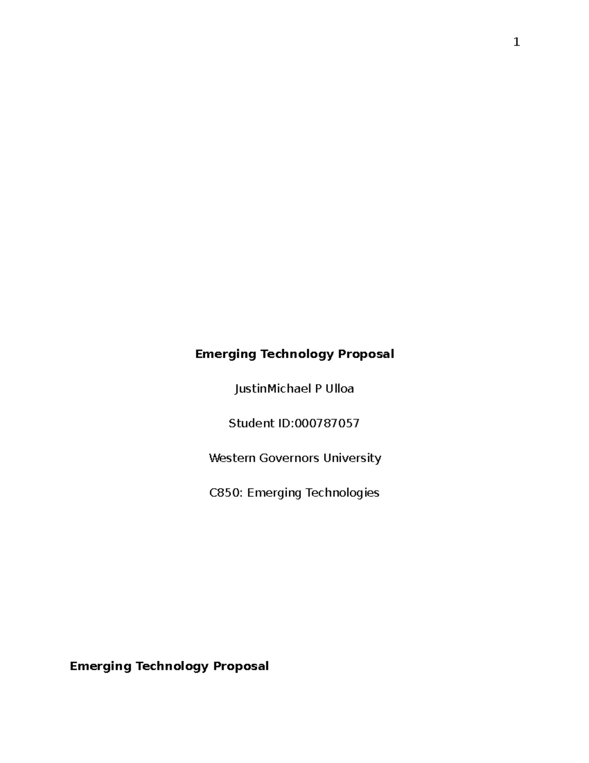 Emerging Technology C850 Task - Emerging Technology Proposal ...