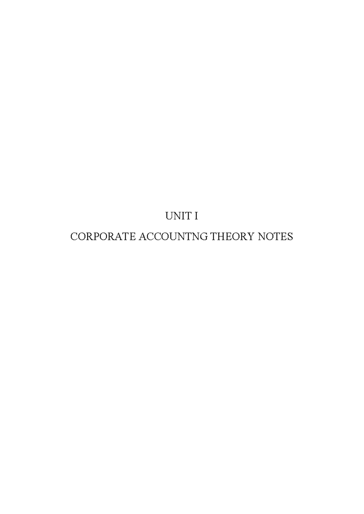 UNIT I Corporate Accounting Theory & Key Concepts Notes - Studocu
